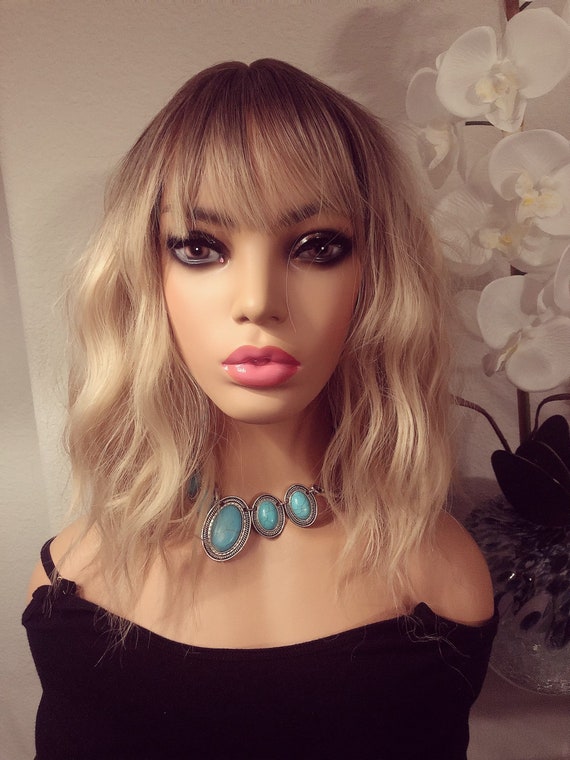 Erica Wig Ombre Blonde W Bangs and Wavy Curls . High Quality - Etsy