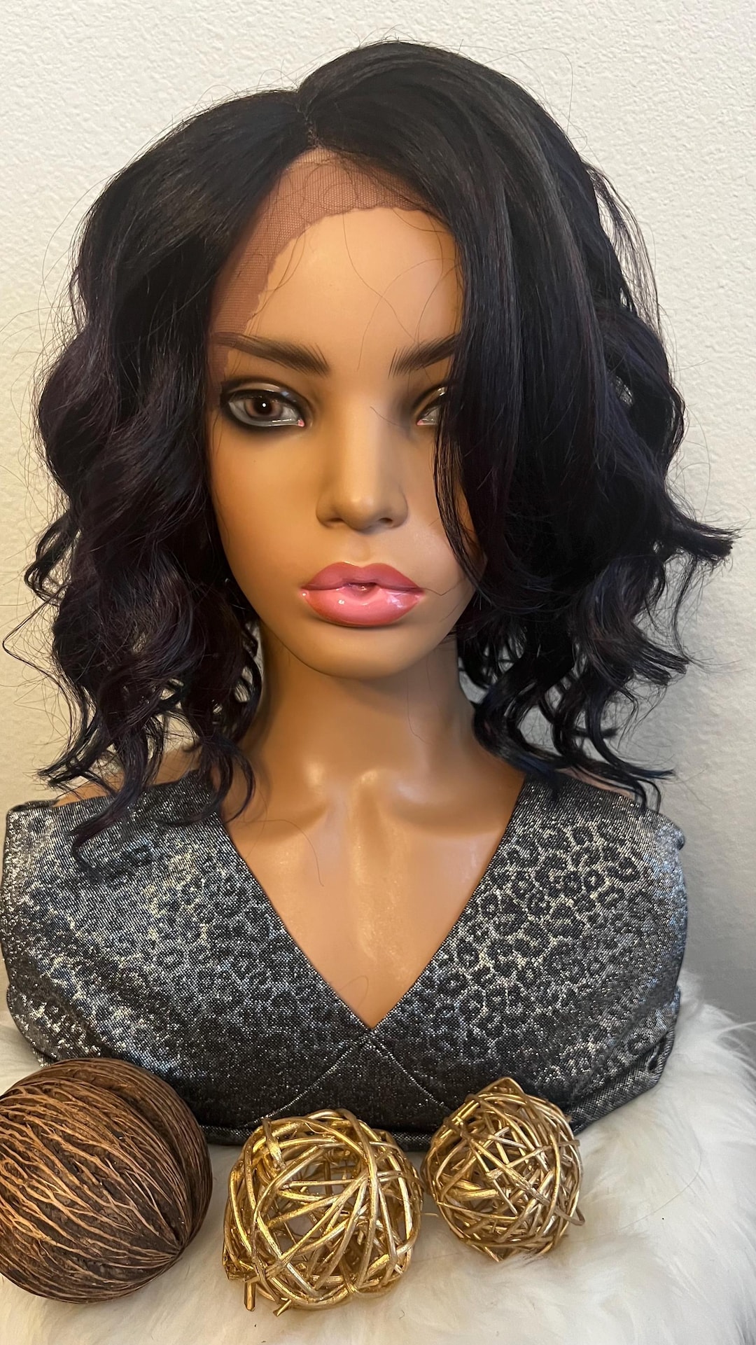 Limited Edition Glammy Wig - Berry Color Lace Front. Dark Roots. Angled ...