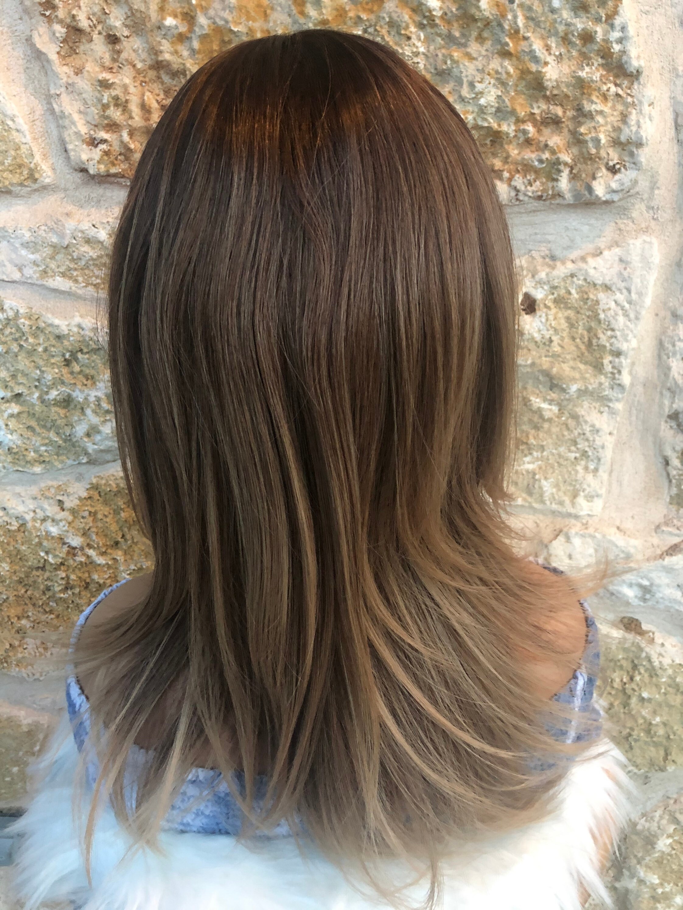 Carly Wig Ombré Brown to Blonde W Long Layers and Bangs. High Quality ...