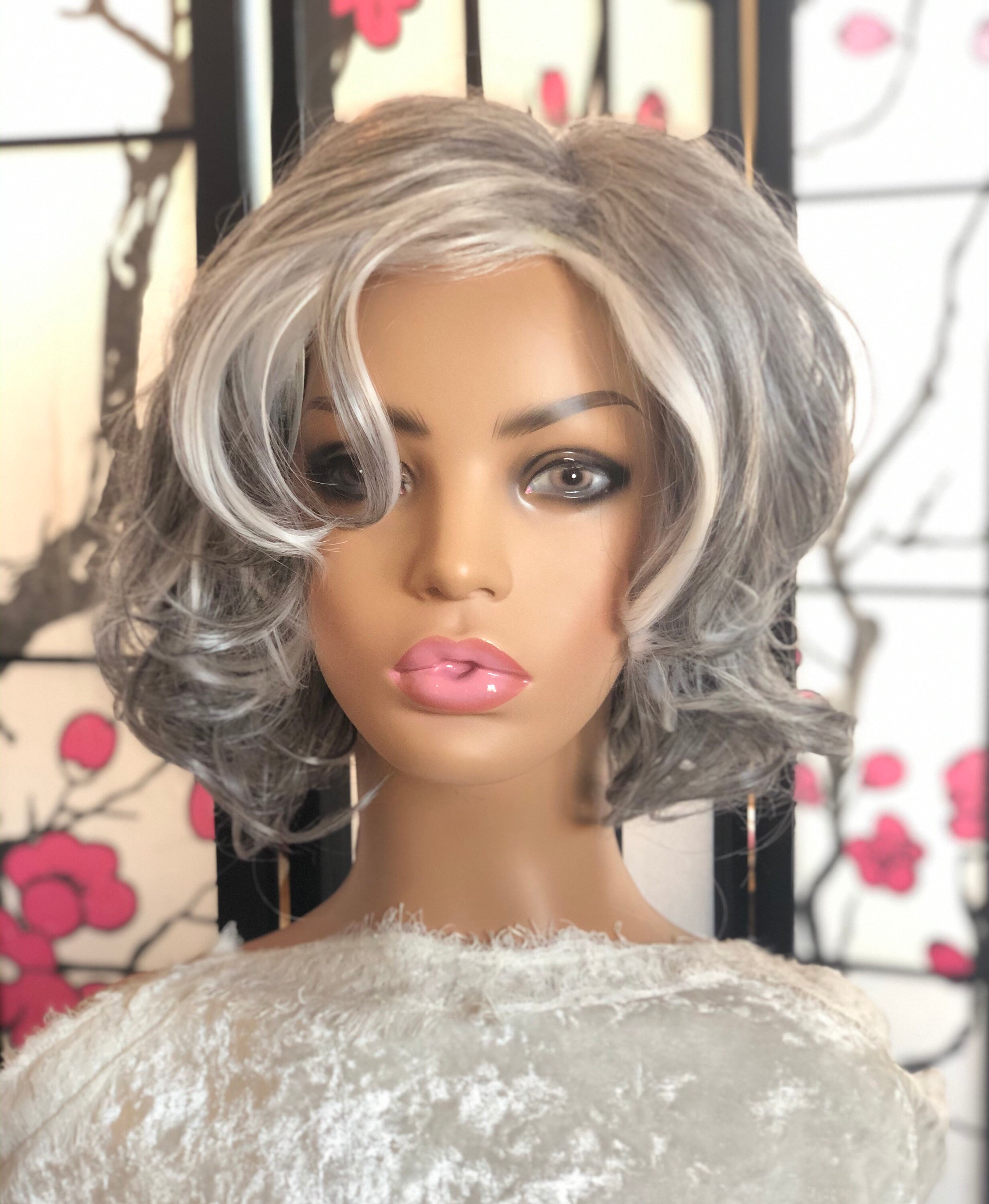 Betty Wig Silver Highlights Wig. High Quality Synthetic Material. gray ...