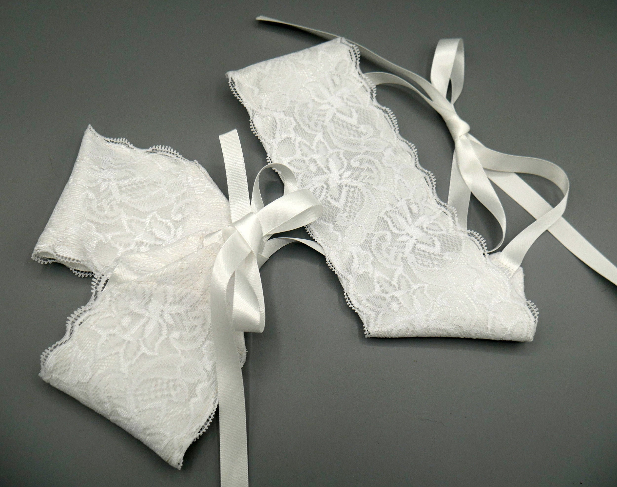 White Lace And Satin Blindfold And Cuffs Honeymoon Sexy Etsy