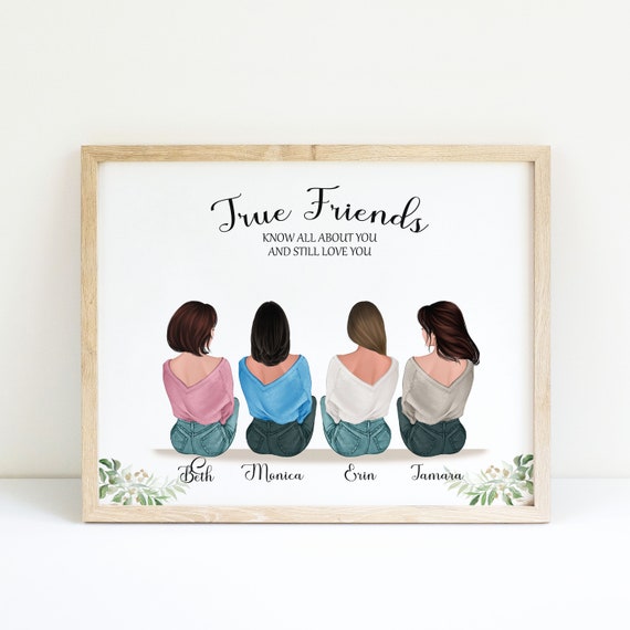 Friendship Print Best Friend Gift for Her Four Friends Gift - Etsy