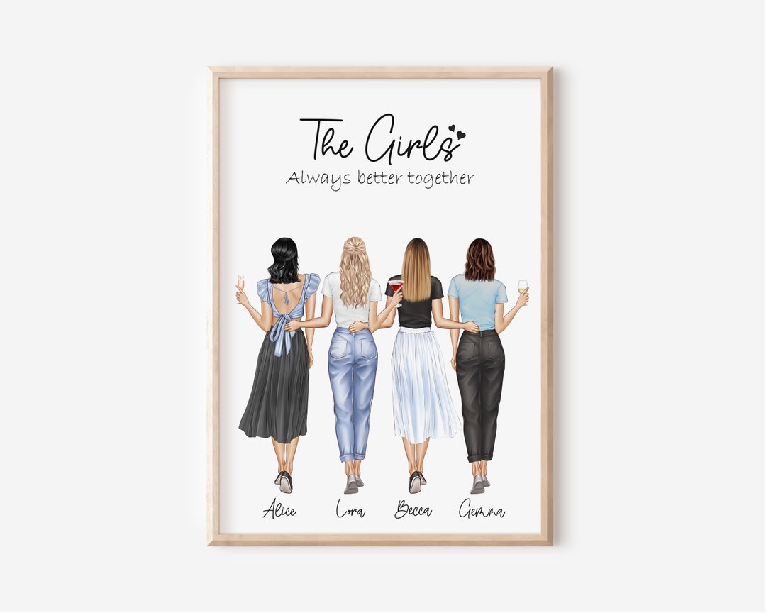 Friend Group Print,4 Friends Picture, Best Friends Birthday Gifts ...
