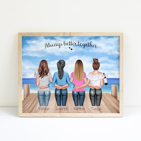 4 Friends Print Best Friend Print Personalised Wall Art Custom - Etsy