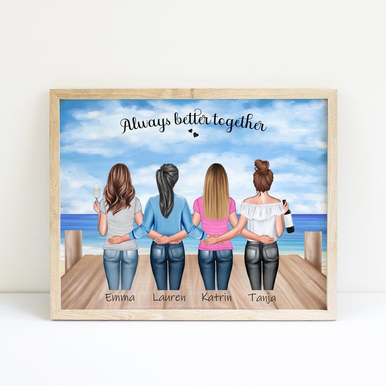 4 Friends Print Best Friend Print Personalised Wall Art Custom - Etsy