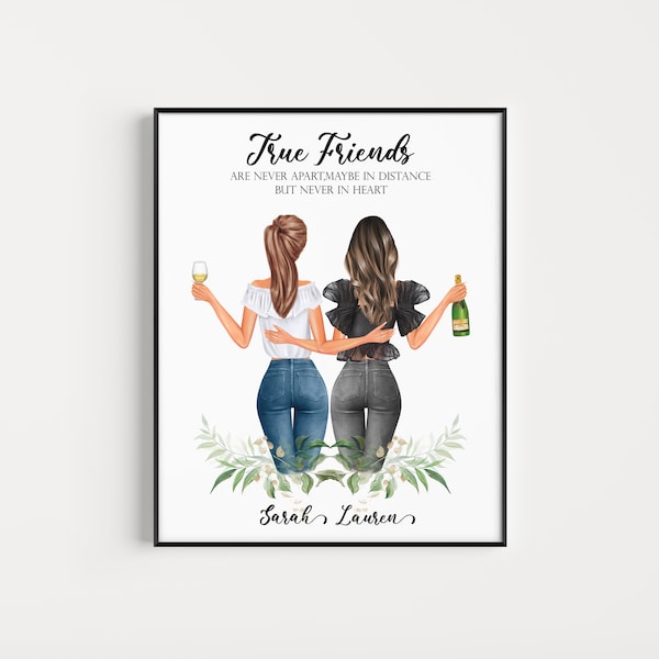 Personalized Portrait Besties - Etsy