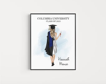 Custom Graduation Portrait PRINTABLE Personalized Grad Gift University ...