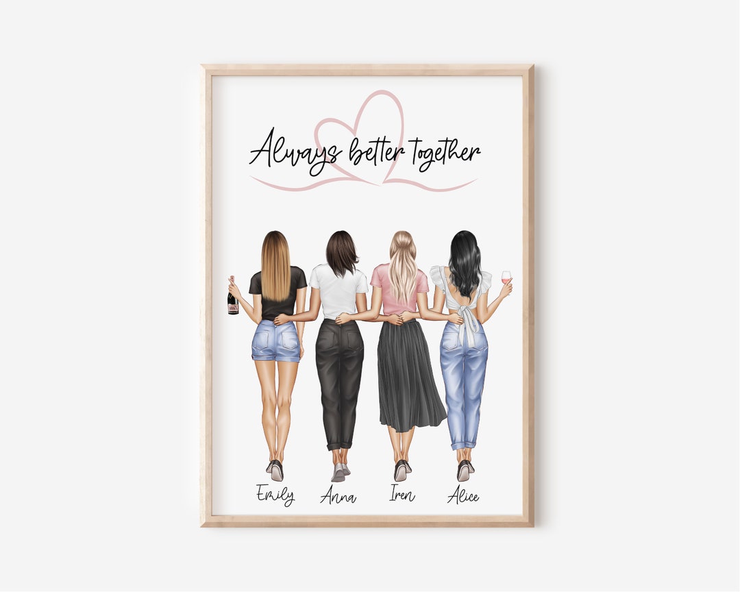 Friendship Print Best Friend Gift for Her Four Friends Gift for Best ...