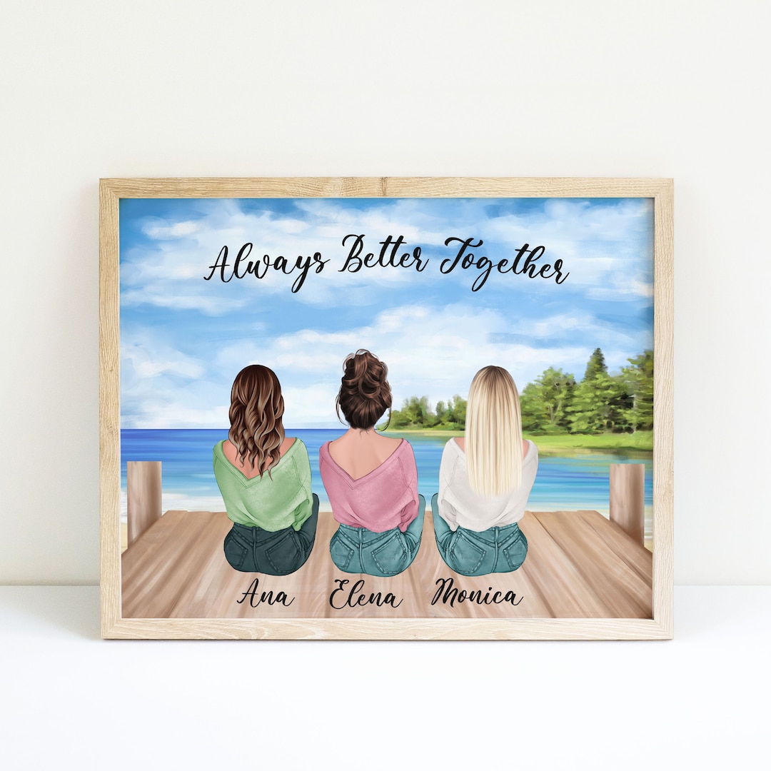 Three Best Friends Gift,personalized Friend Gift,three Friends Print ...
