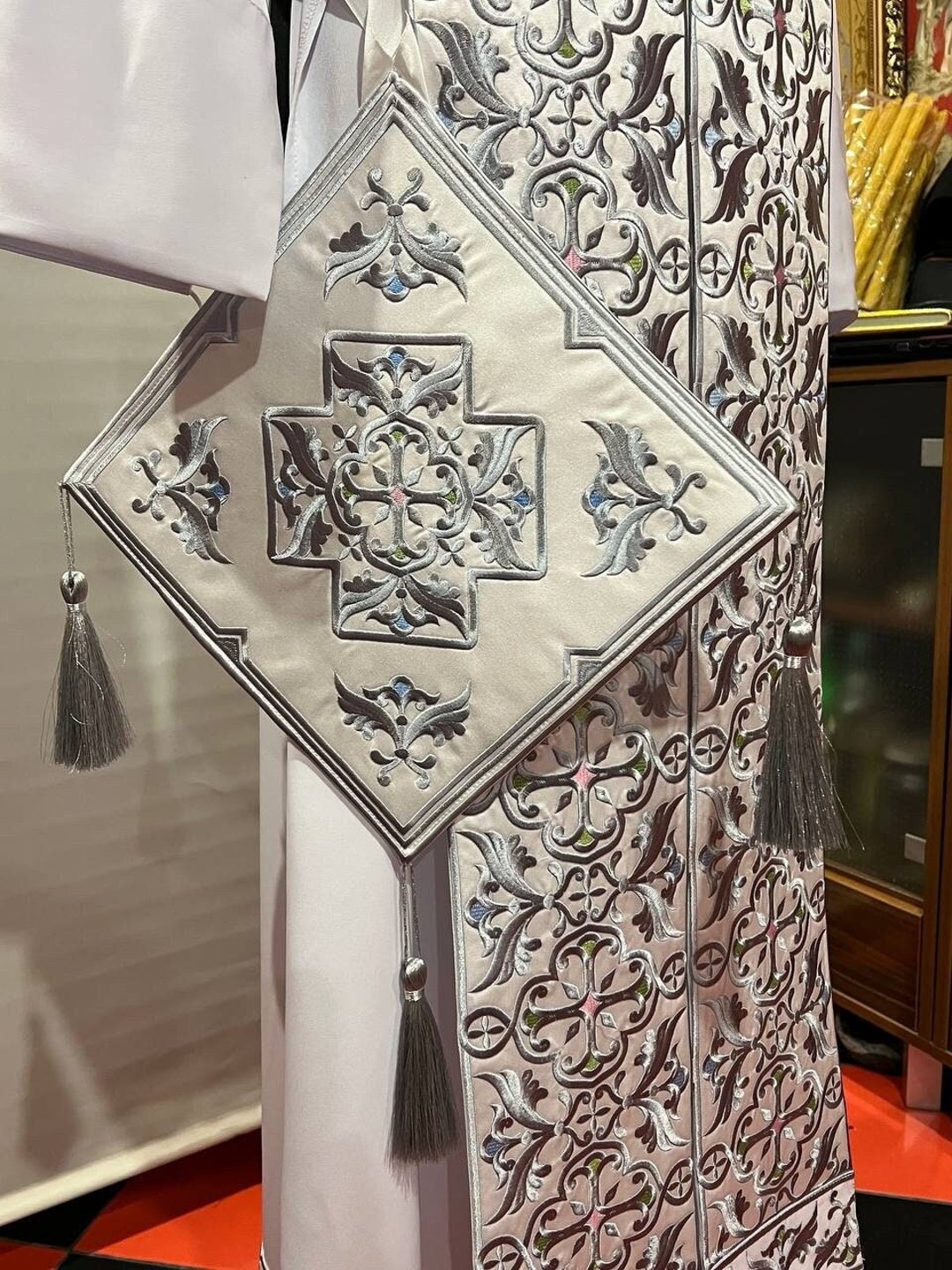 Embroidered White Vestment - Orthodox Greek Style Vestment - Clothes ...