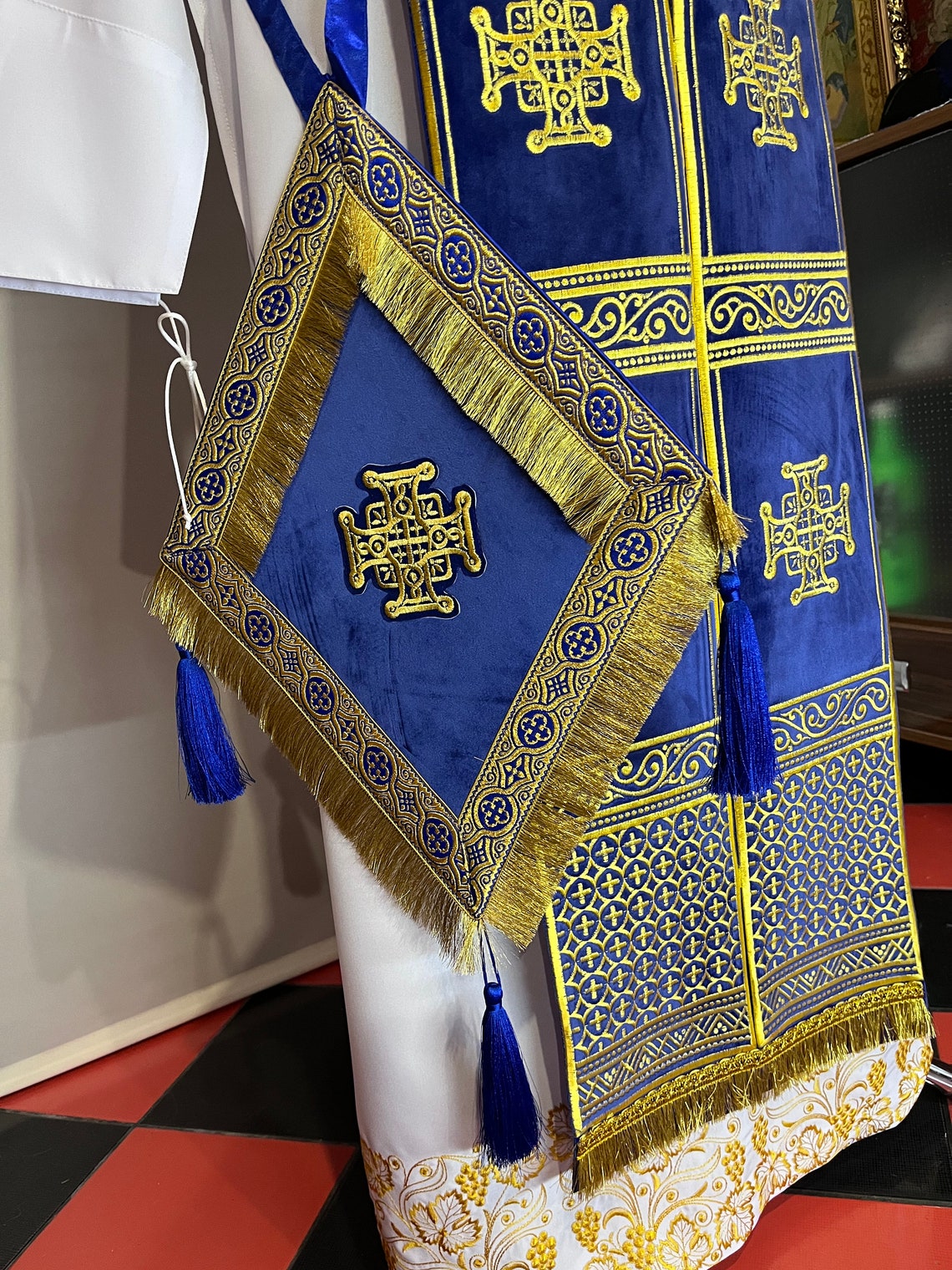 Embroidered Velvet Vestment Priest With Chalice Covers Orthodox Greek ...