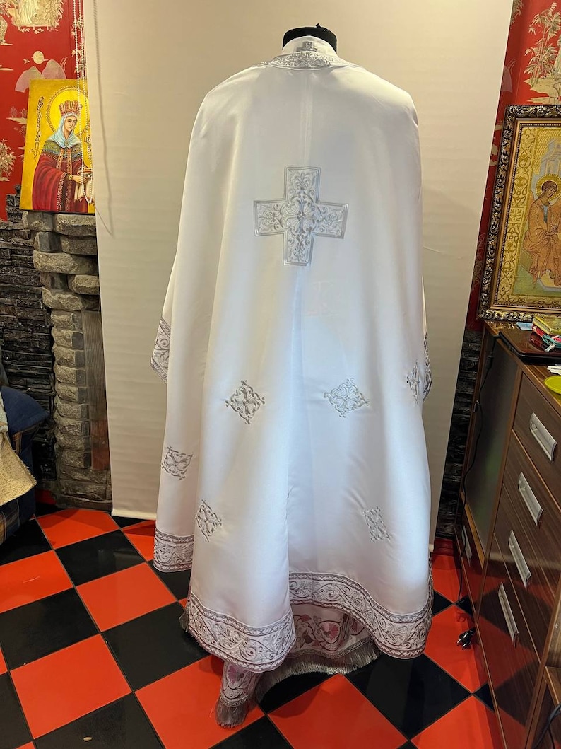 Embroidered White Vestment Priest - Orthodox Greek Style Vestment ...