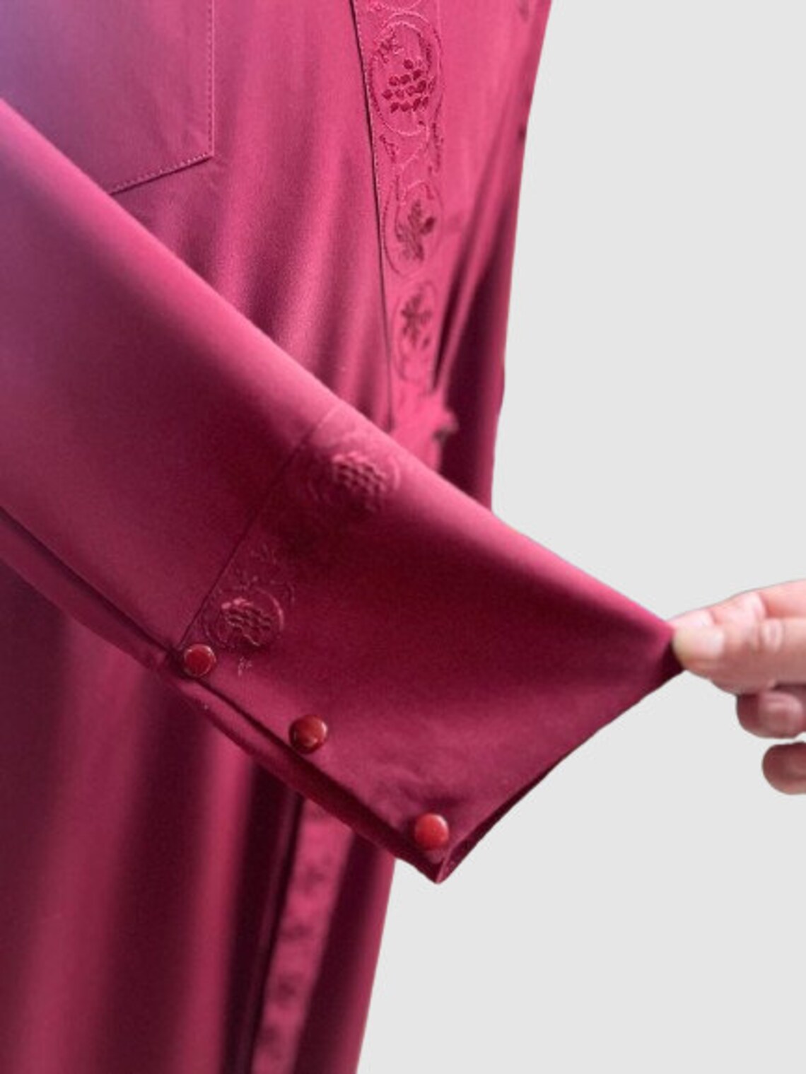 Embroidered Cassock - Wet Silk Fabric, Red Colors - Cassock Orthodox ...