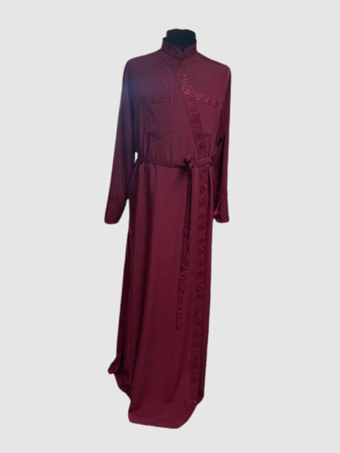 Embroidered Cassock - Wet Silk Fabric, Red Colors - Cassock Orthodox ...