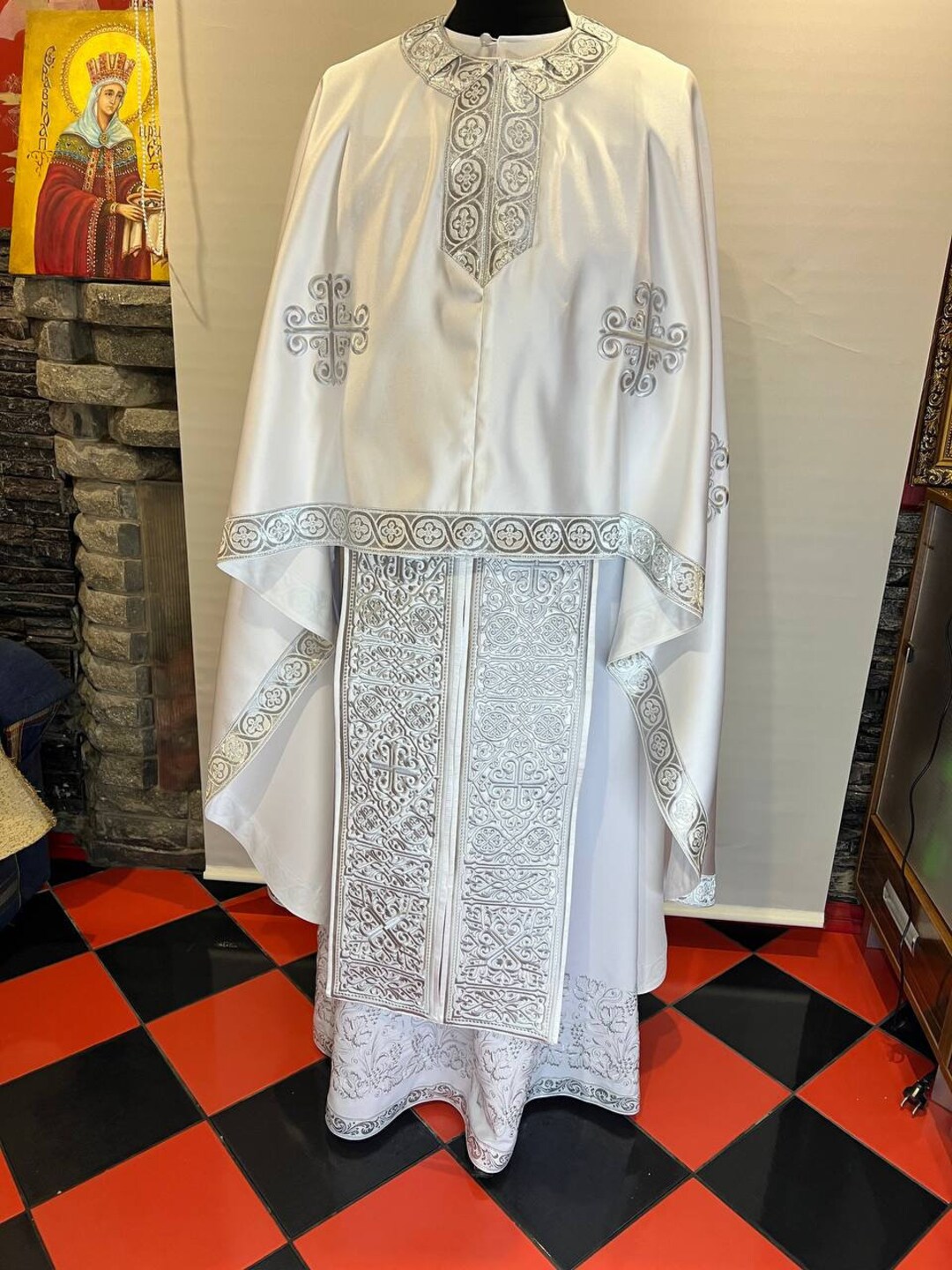 Embroidered White Vestment Priest - Orthodox Greek Style Vestment - Etsy