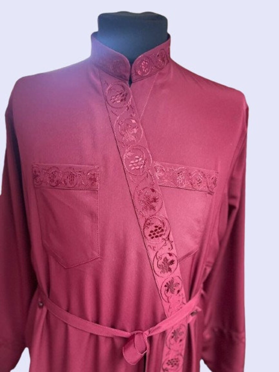 Embroidered Cassock - Wet Silk Fabric, Red Colors - Cassock Orthodox ...