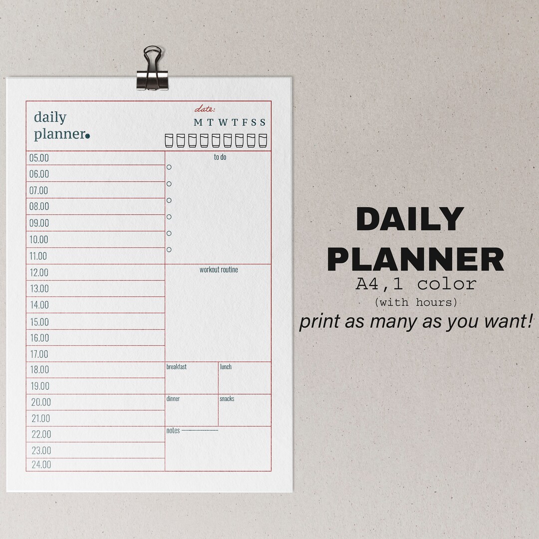 Minimalist Daily Planner: Printable A4 Schedule (instant Download) - Etsy