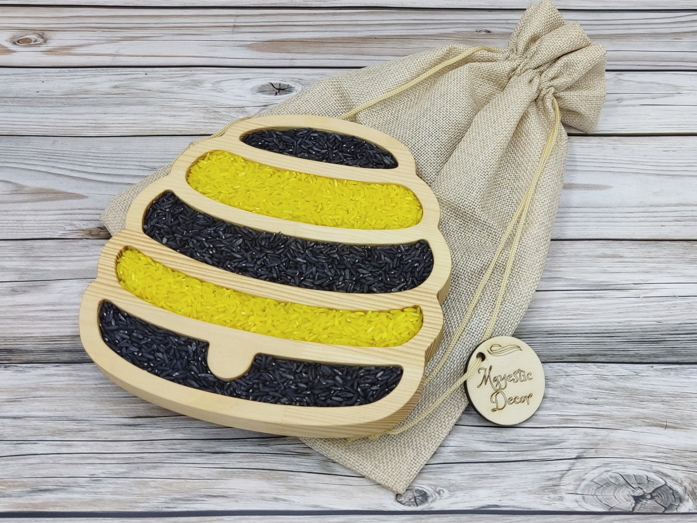 Montessori Wooden Beehive, Sensory Toy for Rainbow Rice - Etsy