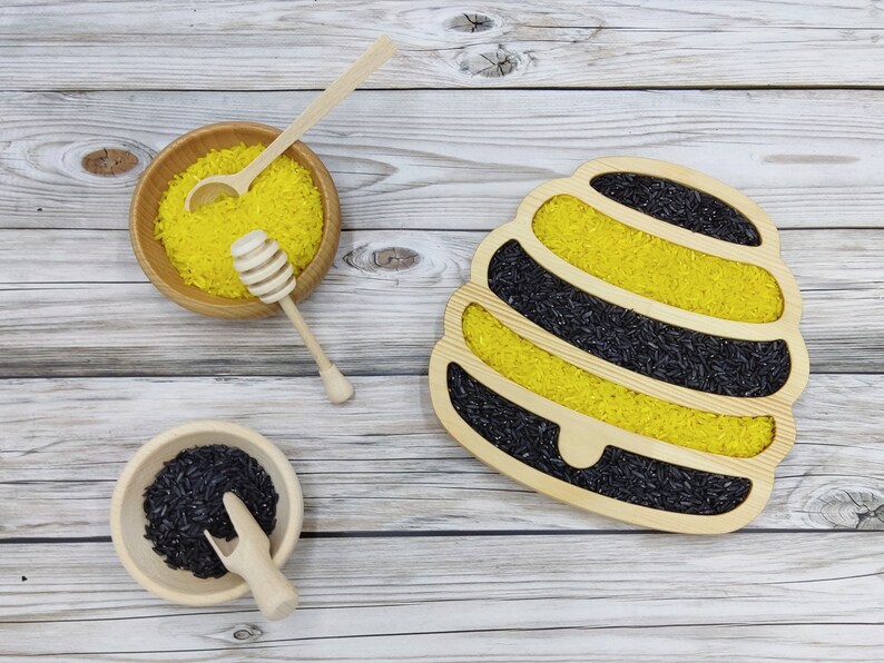 Montessori Wooden Beehive, Sensory Toy for Rainbow Rice - Etsy