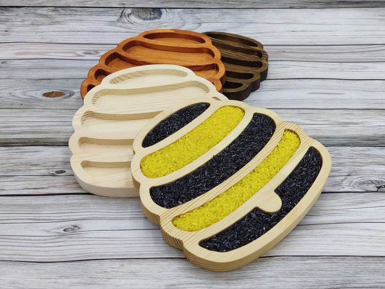 Montessori Wooden Beehive, Sensory Toy for Rainbow Rice - Etsy