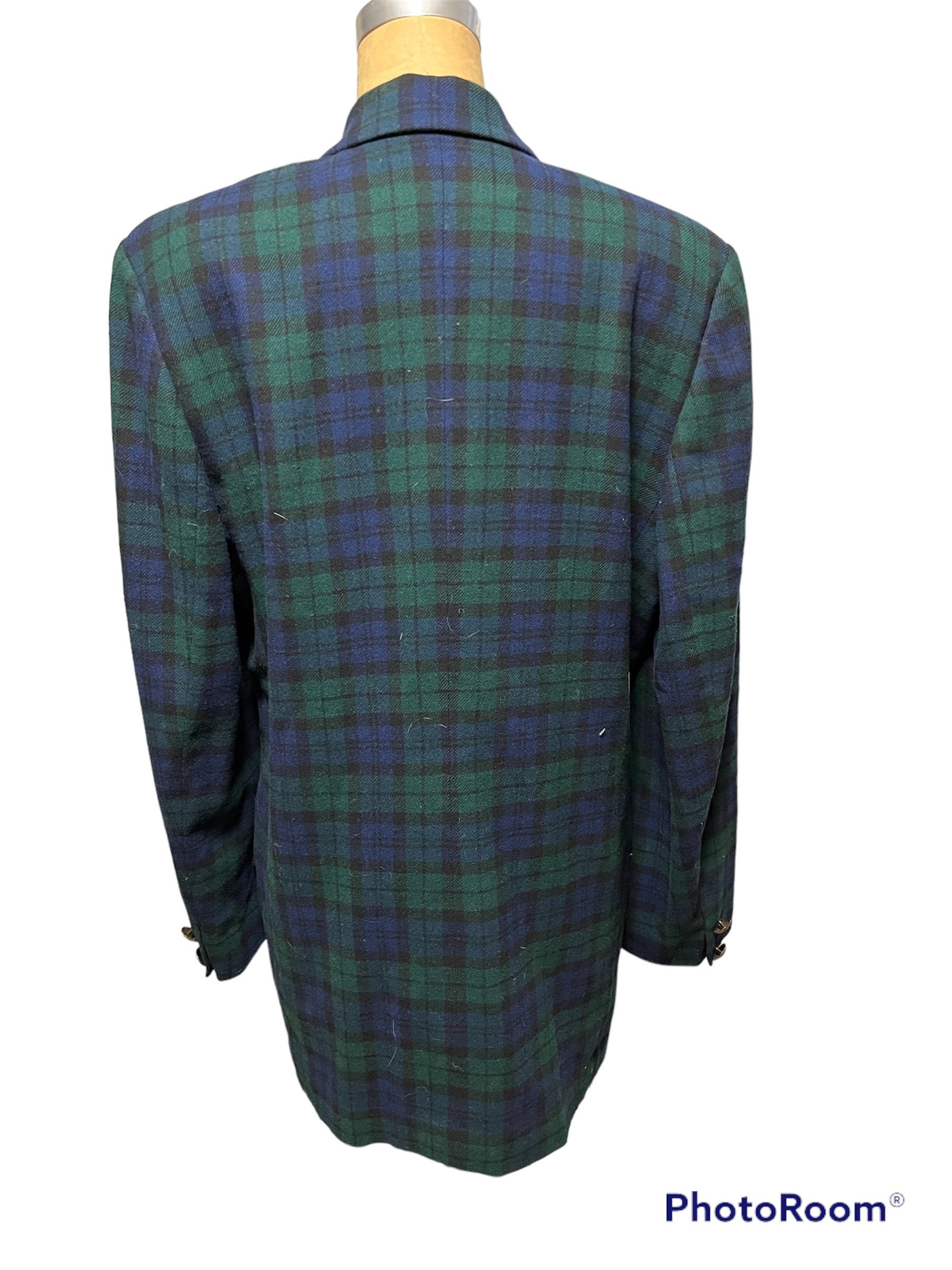 Vintage Pendleton 80s Double Breasted Green and Blue Tartan - Etsy