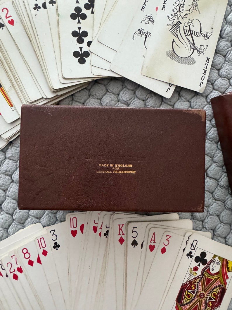 Vintage Marshall Fields Playing Cards, Double Deck With Leather Case - Etsy