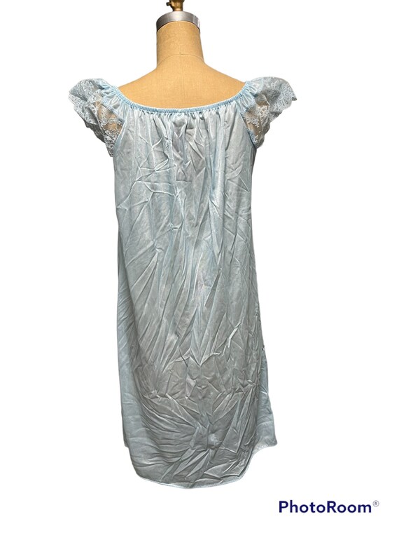 Vintage 1970s Nightgown Nightie Lingerie Light Blue R… Gem