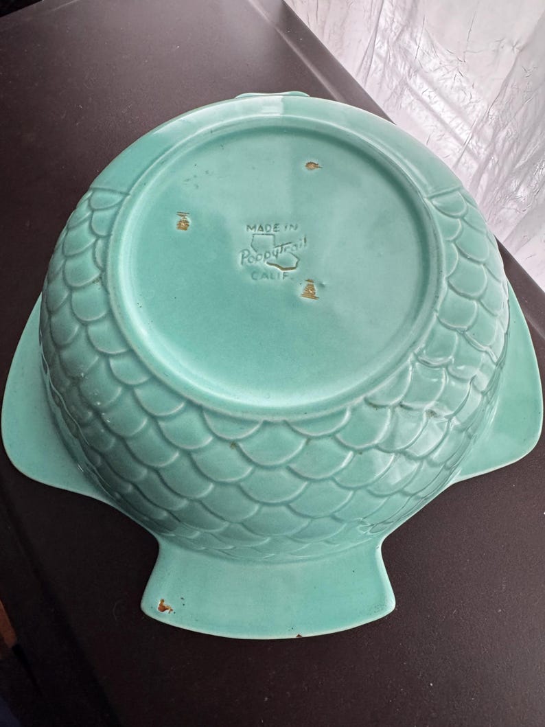 Vintage 50’s Metlox Poppytrail California Pottery Fish Bowl Seafoam ...