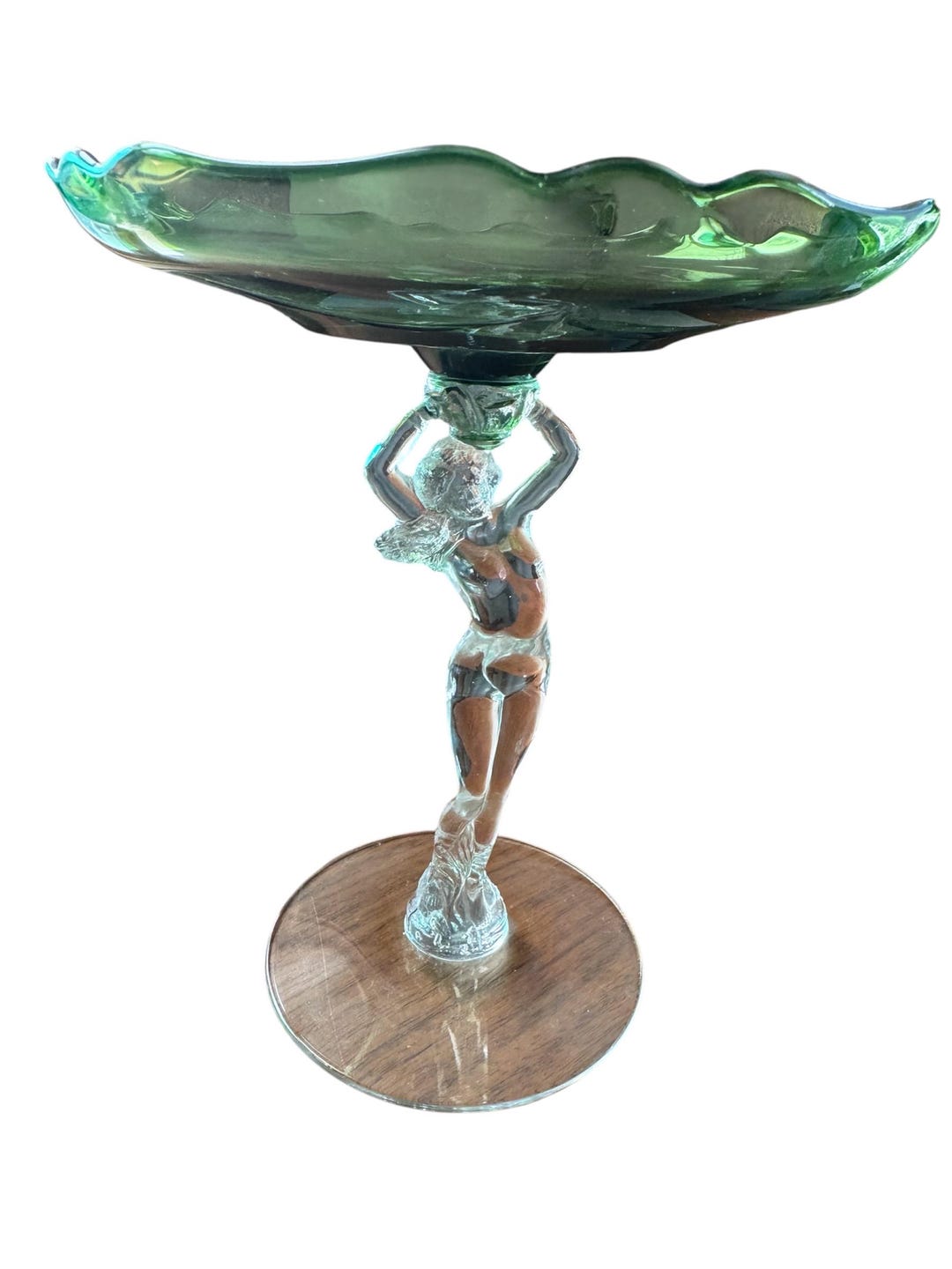 Vintage 1930's Cambridge Glass Art Deco Green Nube Compote - Etsy