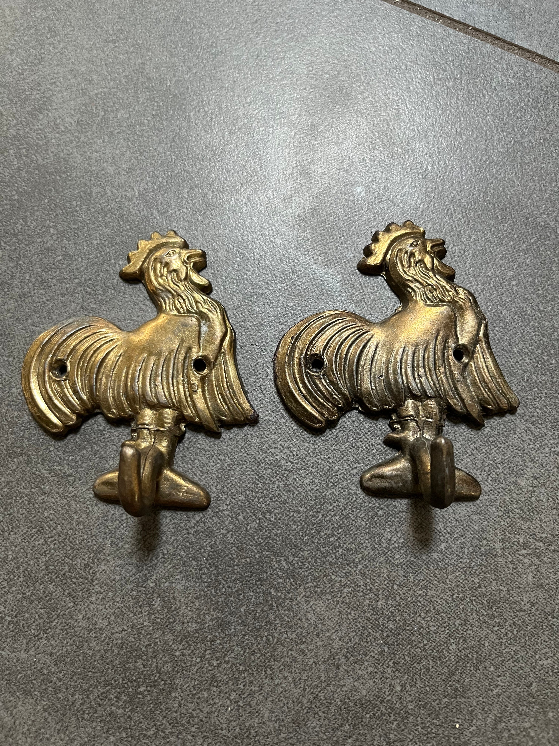 Vintage Brass Chicken Hen Rooster Key Hooks - Etsy