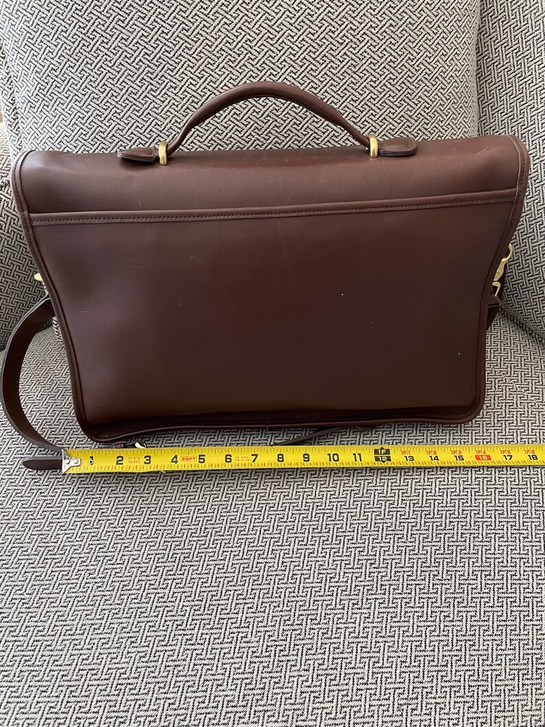 Vintage Coach Briefcase Bag Cross Body Satchel Brown Leather Toggle ...