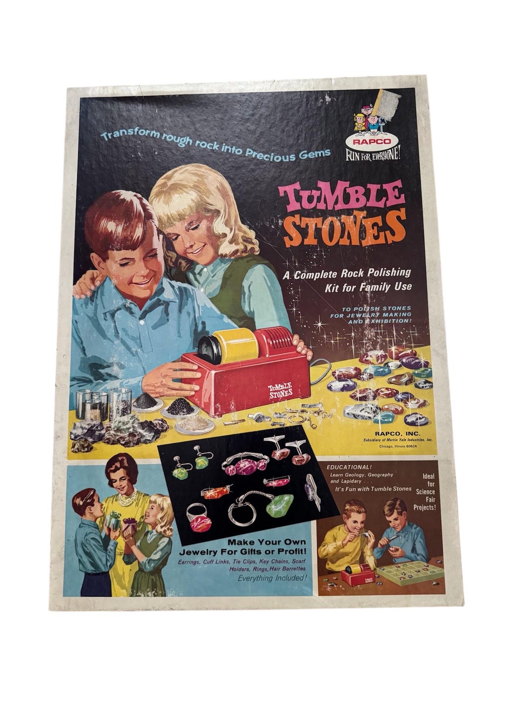 Vintage 1972 Rapco Toys Chicago Rock Tumbling Stones Tumbler Polishing ...