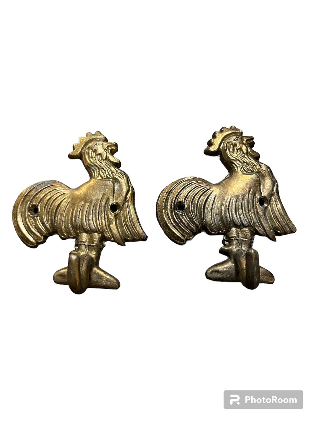 Vintage Brass Chicken Hen Rooster Key Hooks - Etsy