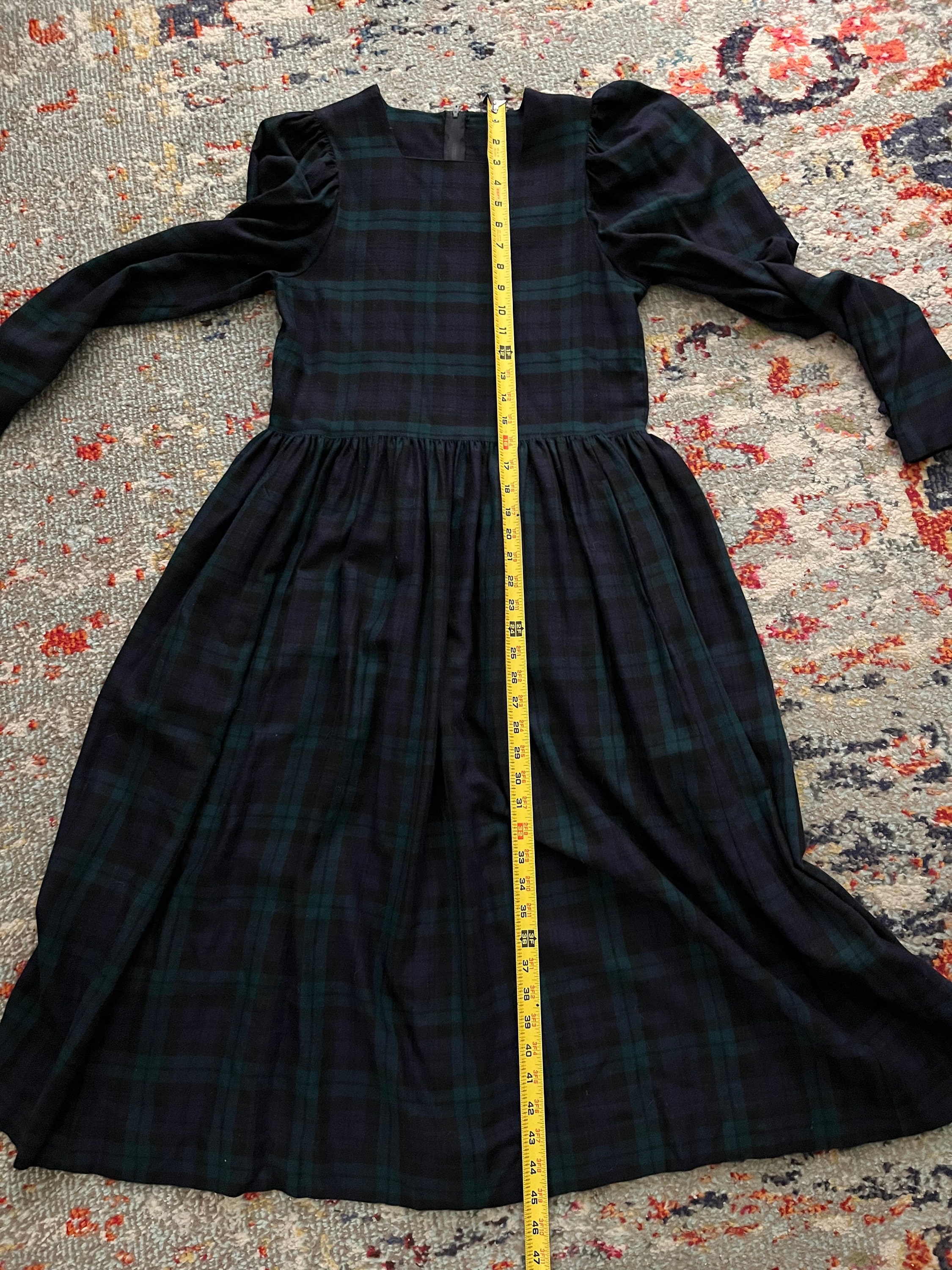 Vintage Laura Ashley Wool and Cotton Blend Green and Blue Plaid Dress ...