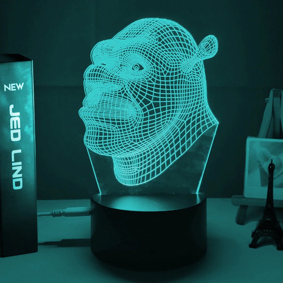 Led Night Light Shrek Head Hologram 3d Illusion Lamp for Kids | Etsy
