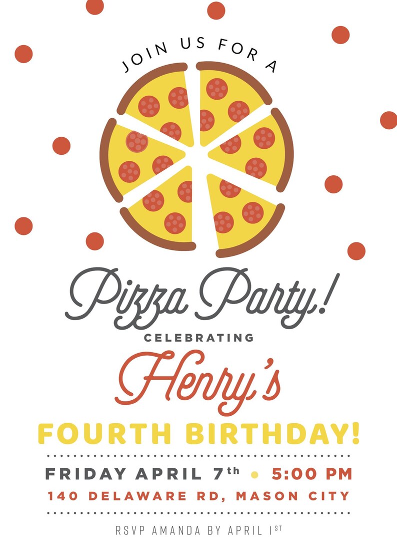 Editable Pizza Invitation Template - INSTANT CANVA DOWNLOAD - Etsy