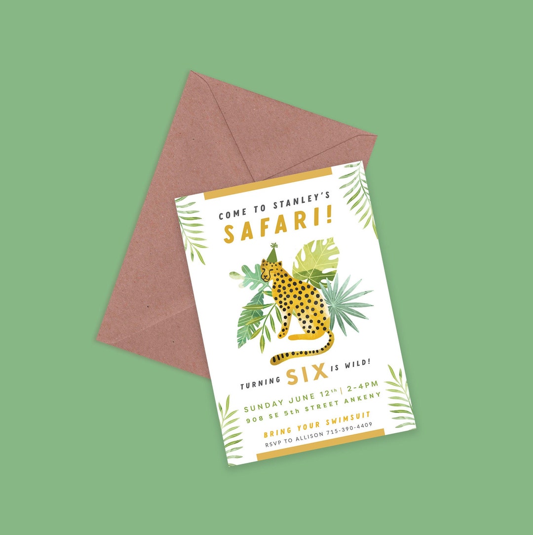 Safari Jungle Themed Invitation - Digital Download - Etsy