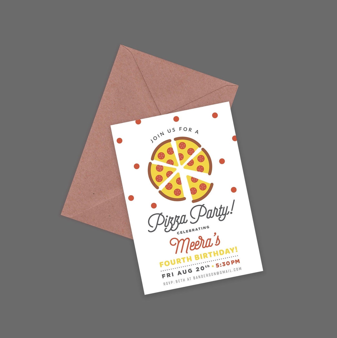 Pizza Party Birthday Custom Digital Invitation - Etsy