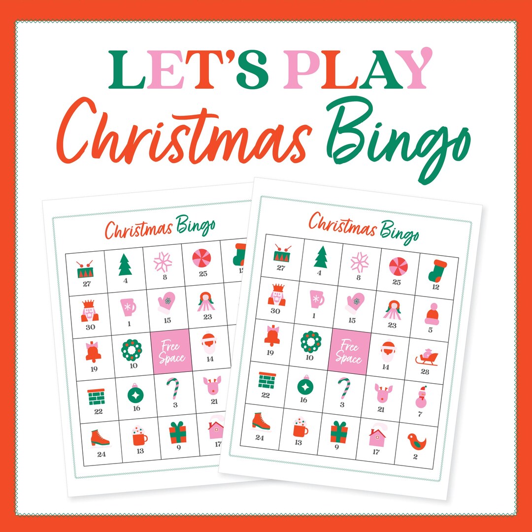 Designer Christmas Bingo Game Printable Holiday Party Game for Kids ...