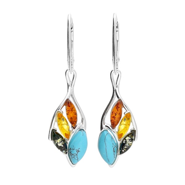 Turquoise and Amber Earrings - Etsy