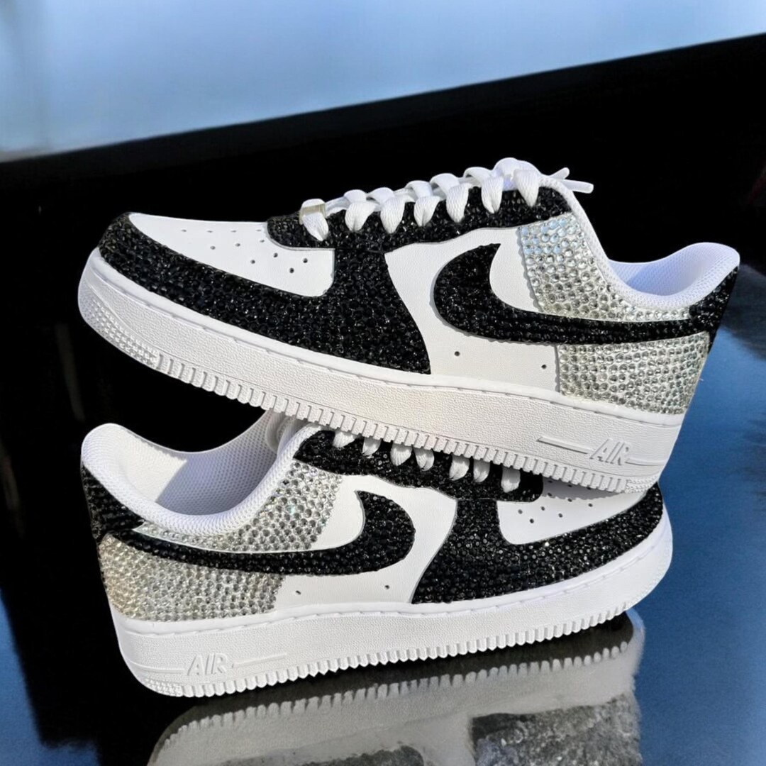 Custom AF1 Sneakers Custom Air Force 1 Shoes Handmade White Glitter ...