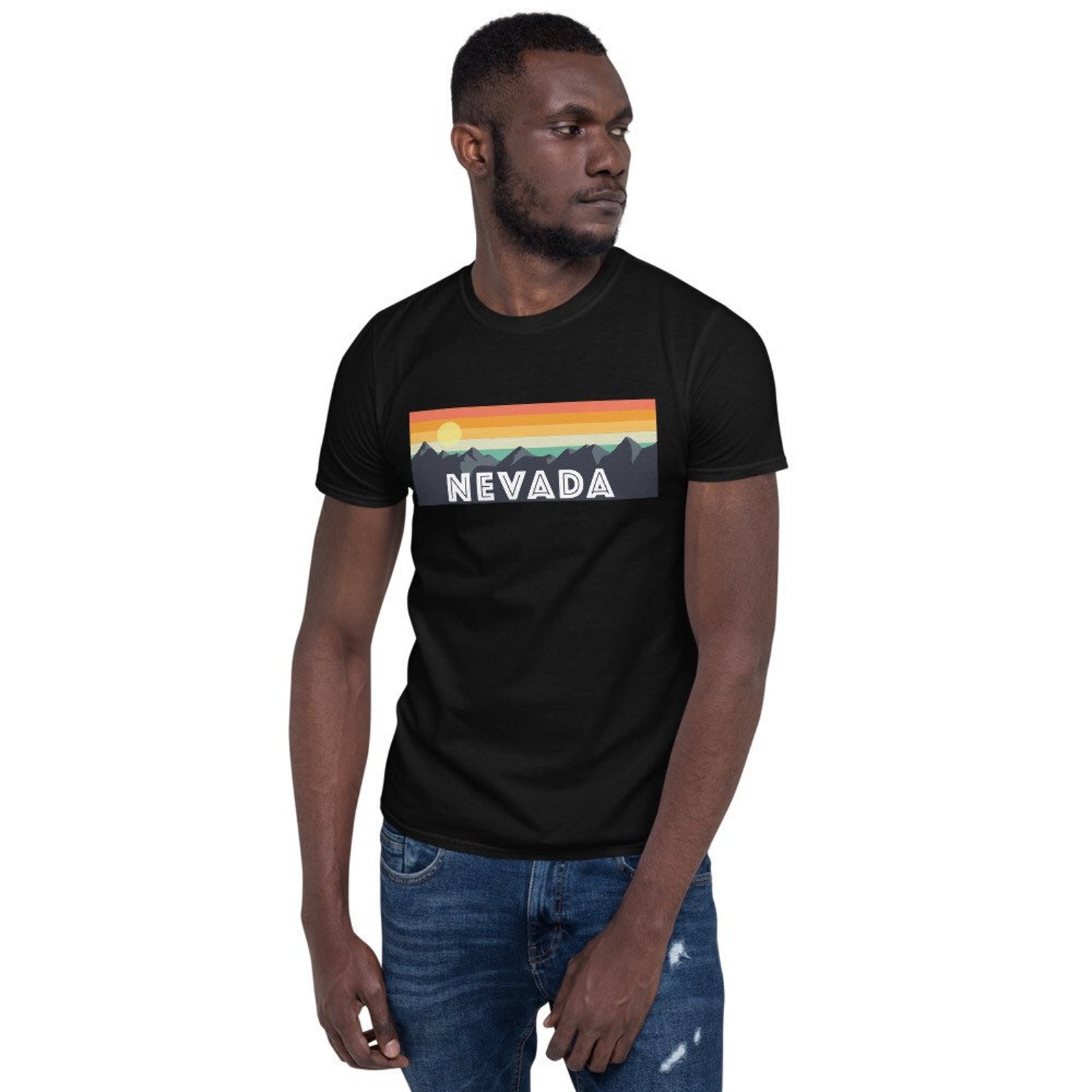 Nevada Retro Mountain Range Unisex T-shirt State of Nevada 70s Apparel ...