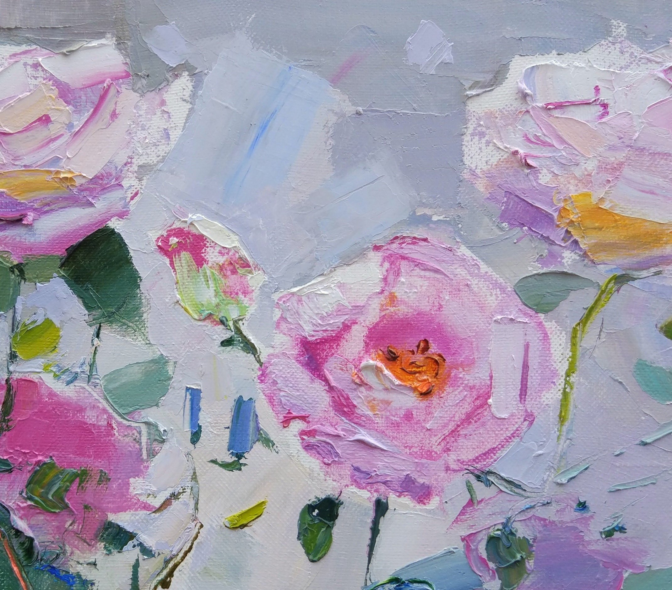 Painting Flowers Rose Light Soft Colors Tea-rose Gift for Her Original ...