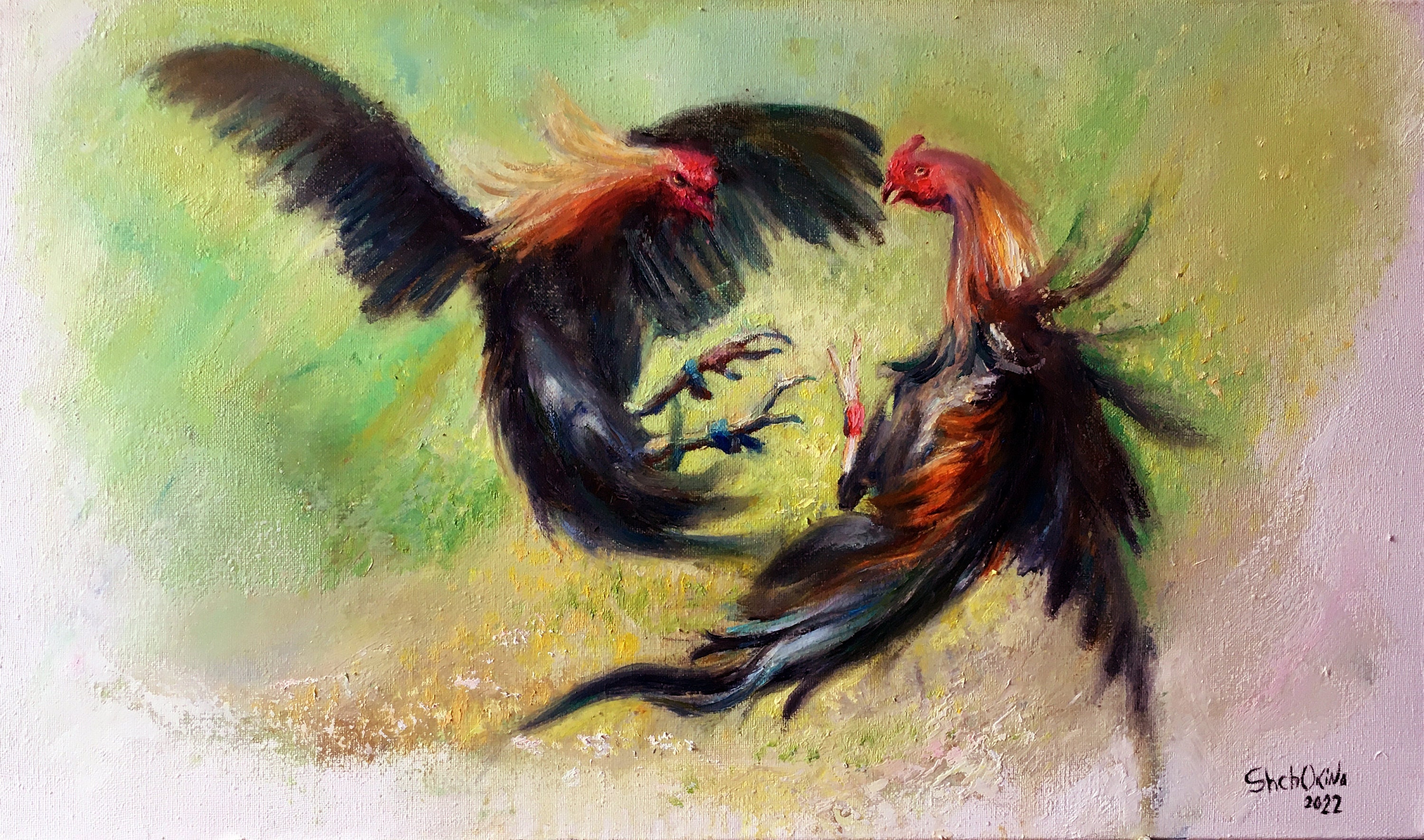 Fighting Roosters Art