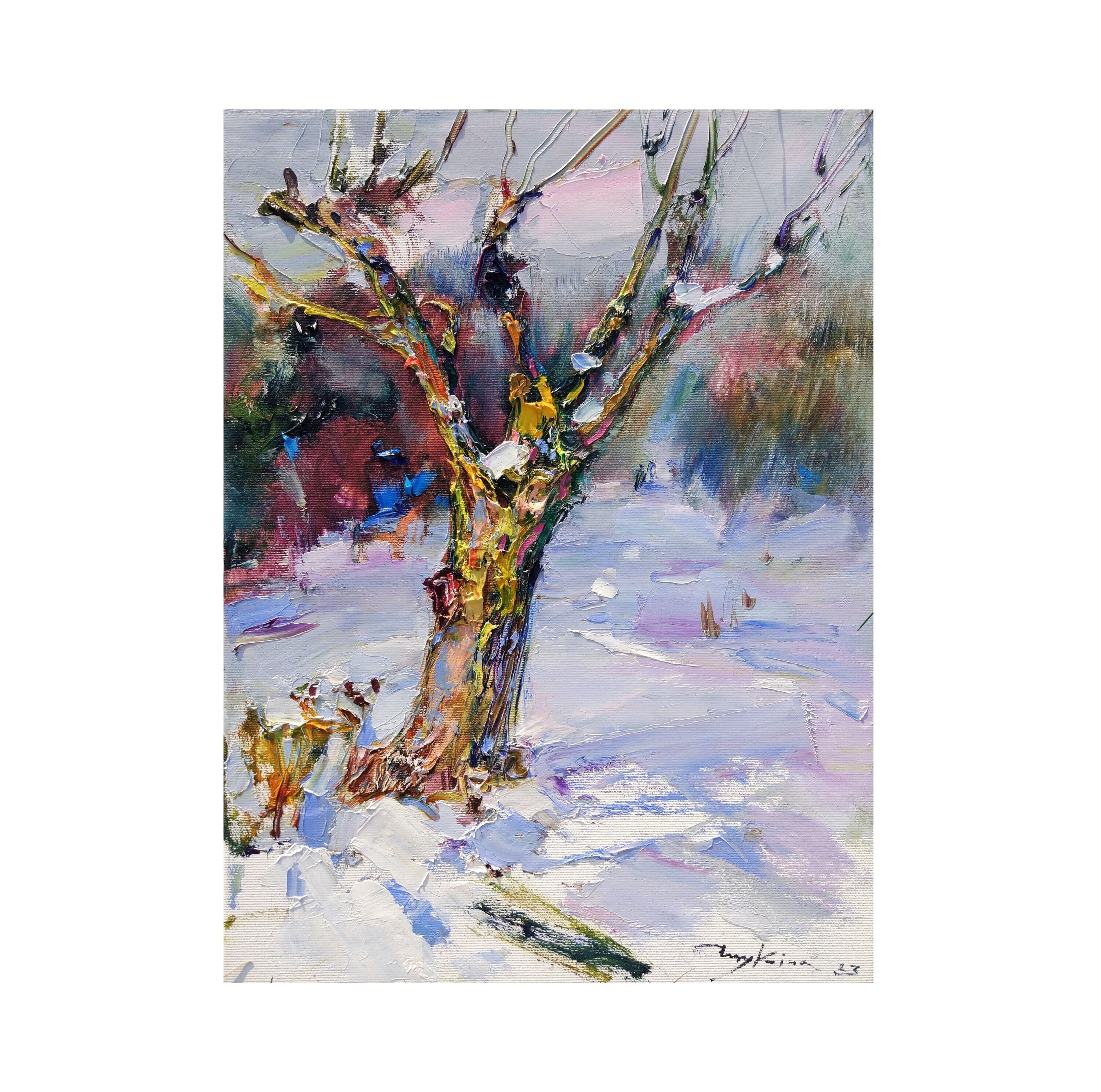 Painting Winter Landscape Snow Picture Oil Canvas Ukraine Landscape ...