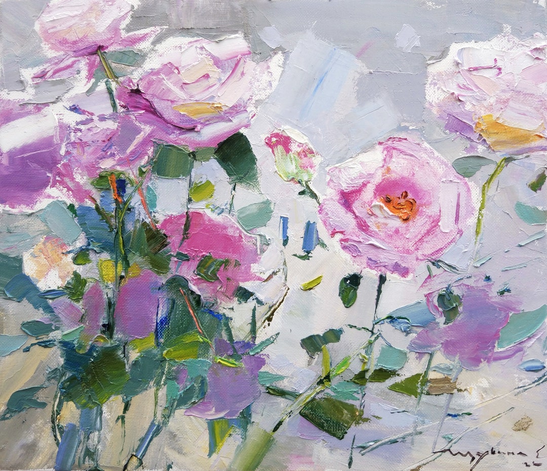 Painting Flowers Rose Light Soft Colors Tea-rose Gift for Her Original ...