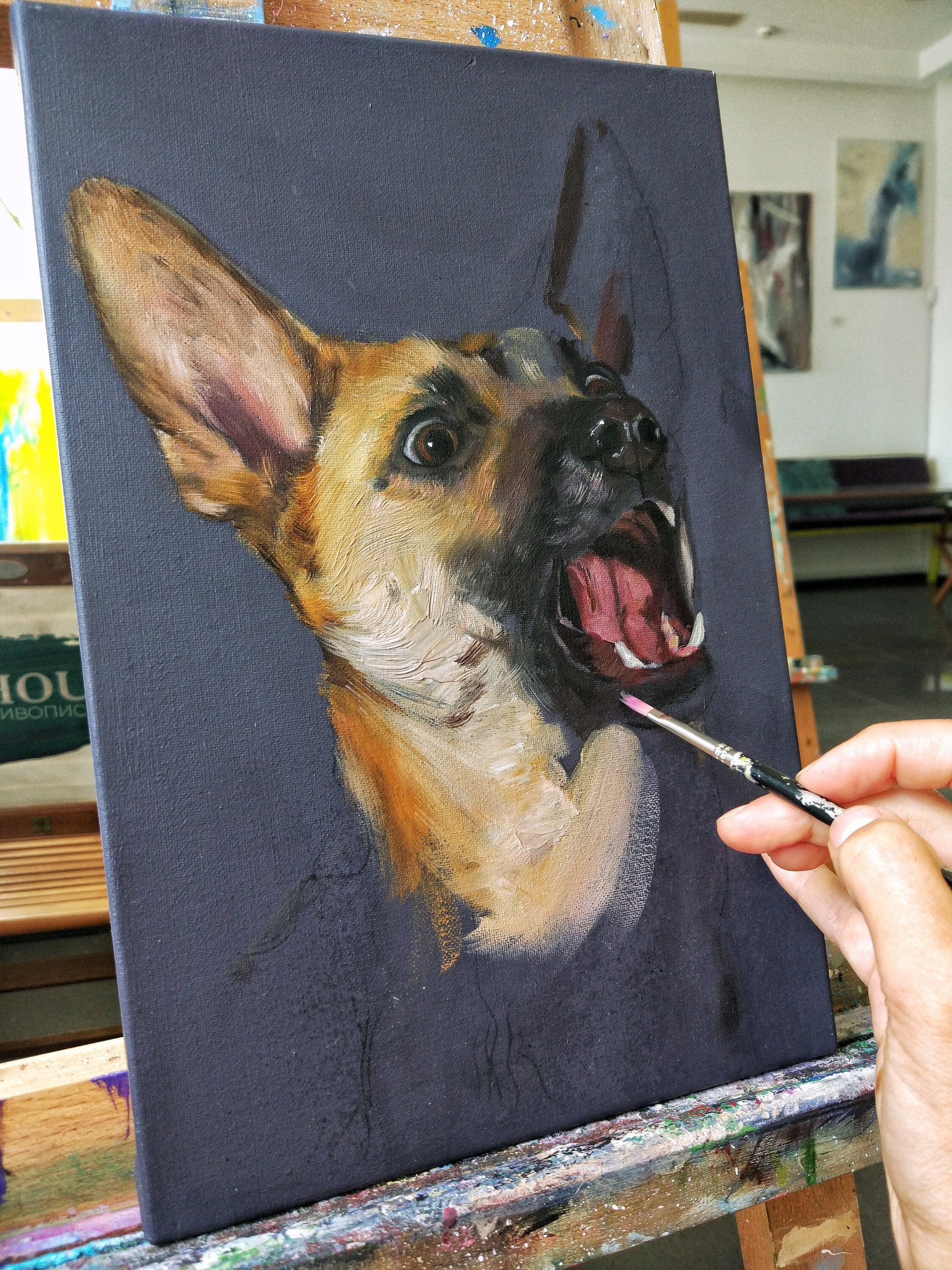 Hand Painted Portrait of Dog From Photo Oil on Canvas Ready to - Etsy