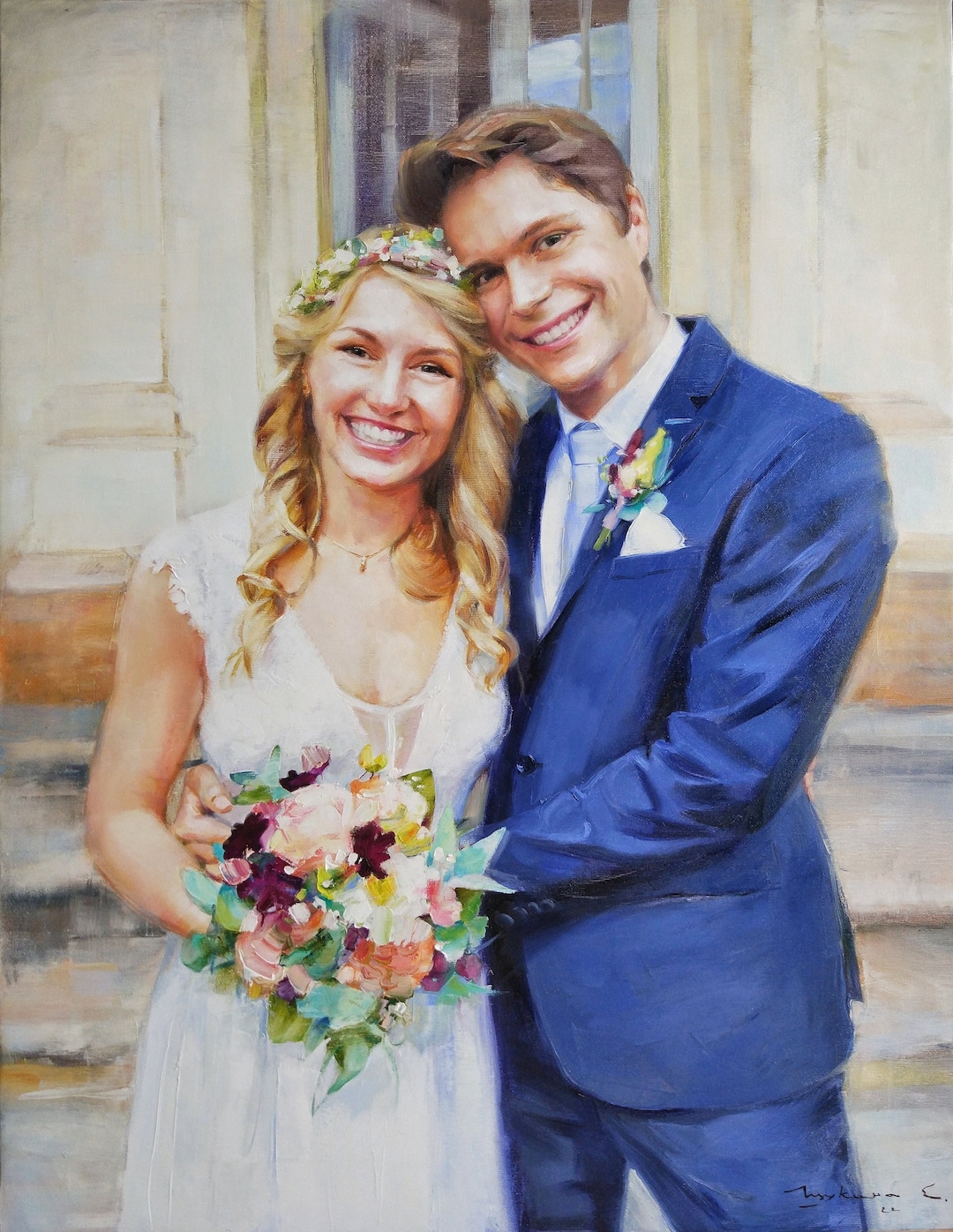 Custom Wedding Portrait Oil Painting | Family Portrait From Photo Hand ...