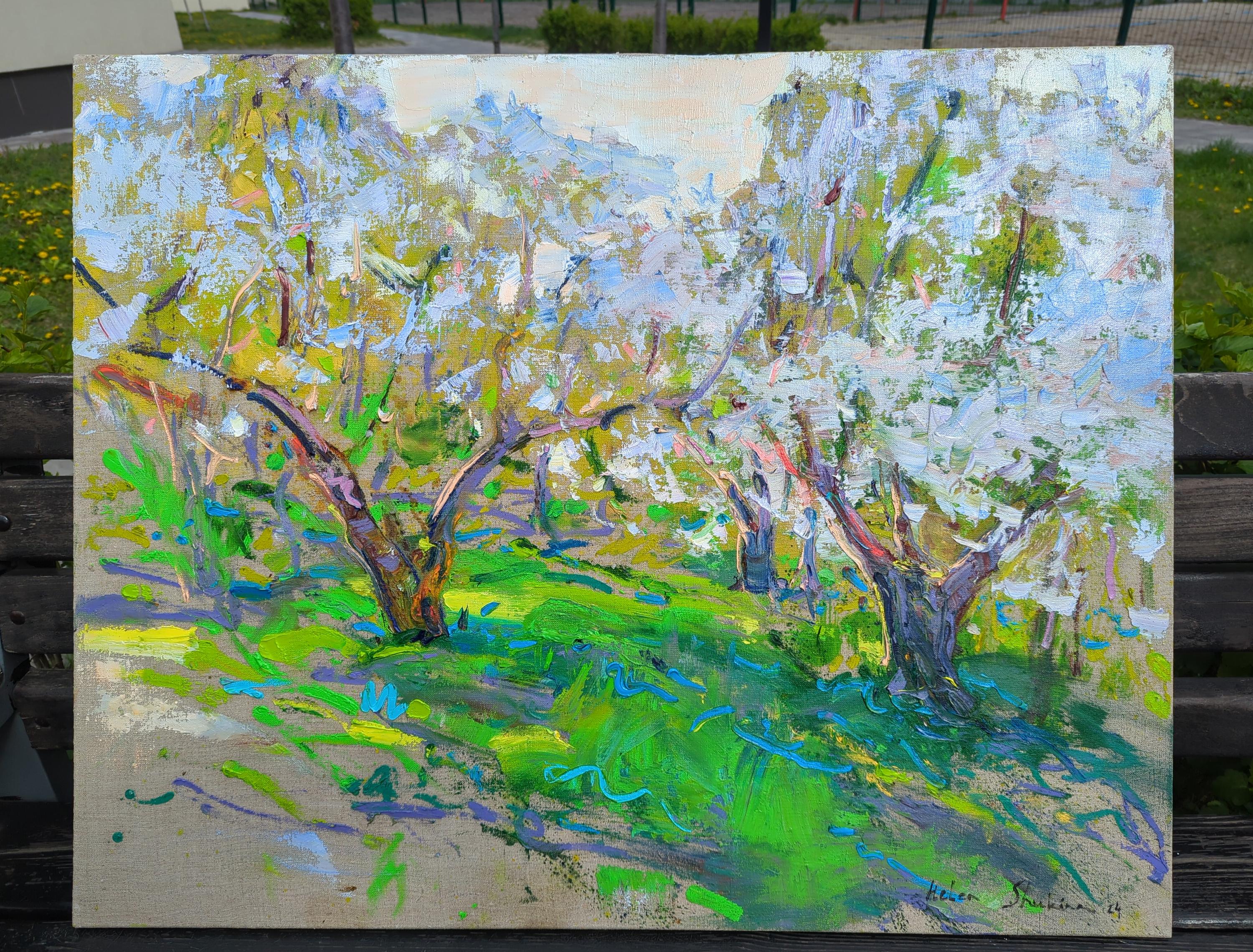 Large Painting Spring Blooming Cherry Trees | Large Spring Landscape ...