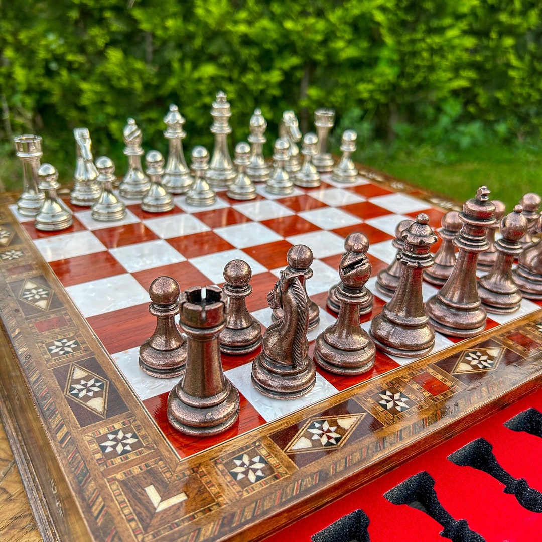 Custom Anniversary Gift Wooden Handmade Chess Set, 15 Chess Gift Set ...